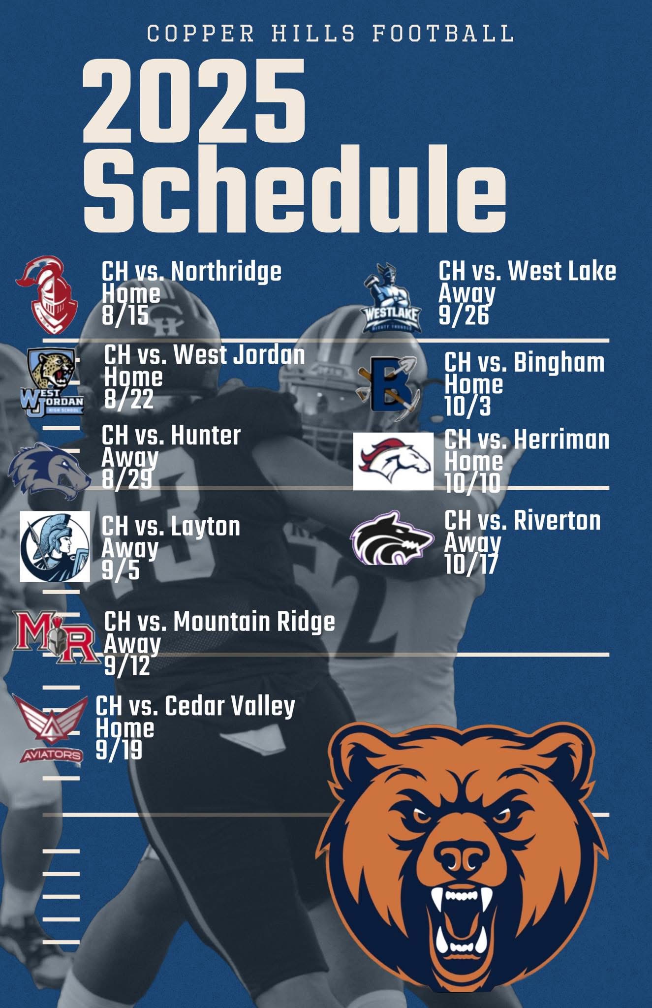 2025 Game Schedule – Copper Hills High School Football